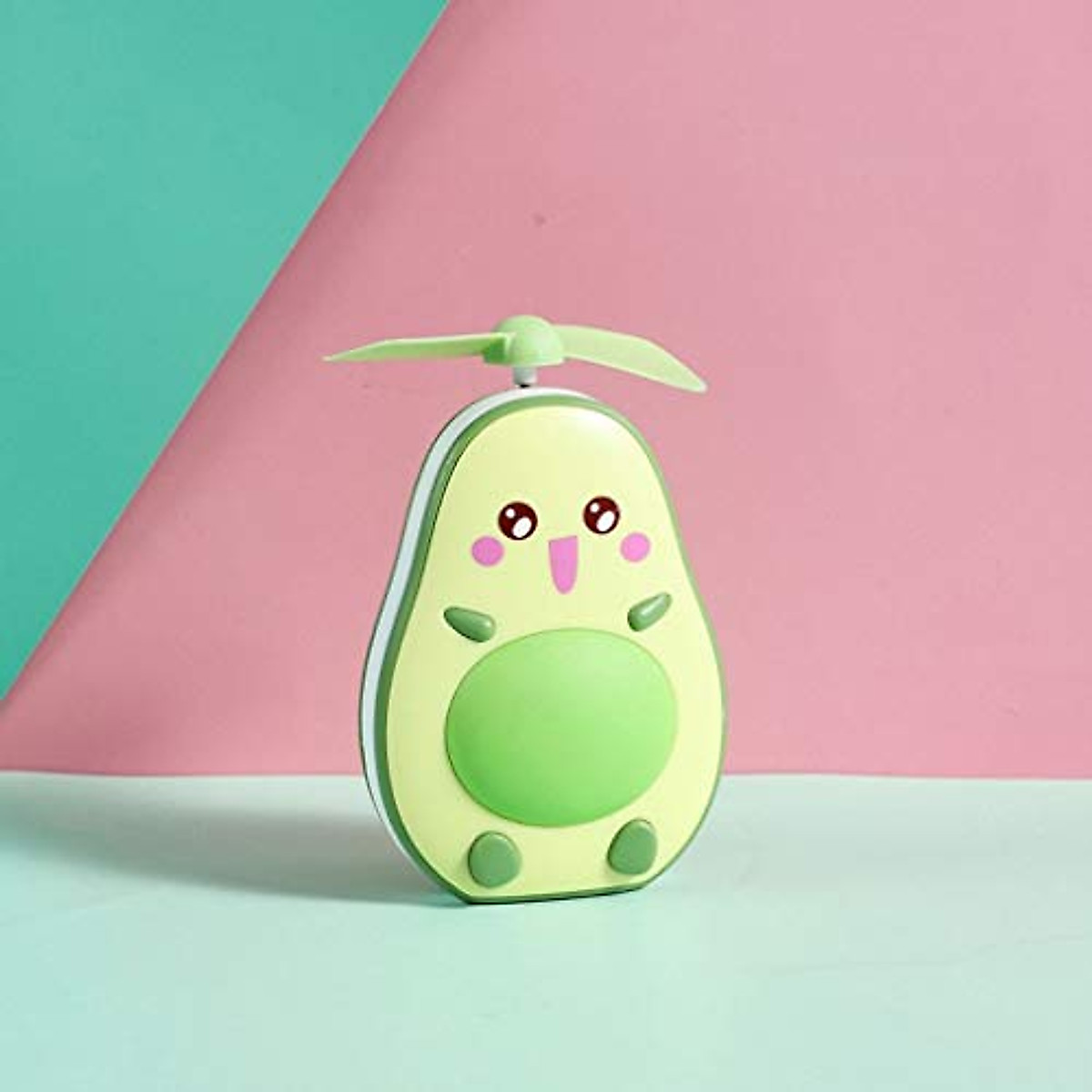 CUCUDAI Portable Avocado Shape Handheld Mini Air Cooler Fan with Fill Light Mirror USB Rechargeable Small Personal Cooling Tools for Home Office Outdoor Travel Summer Appliances-Green, as shown