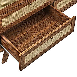 Modway Soma 6-Drawer Double Dresser in Walnut