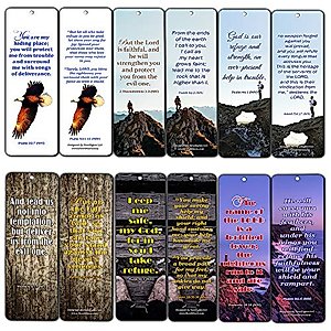 Powerful Scriptures for Protection Safety Bookmark Cards NIV (60-Pack) - oronavirus Protection Bible Promises - Stay Home Stay Safe - Keep Calm Trust God - Christian Encouragement Gifts for Men Women
