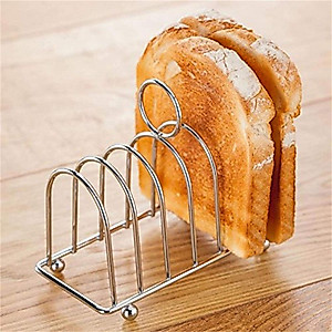 qzjijosen 2PCS Toast Bread Holder, 6 Slice Stainless Steel Bread Rack,Toast Rack English Style with Ball Feet and Loop Carry Handle for Buffet Breakfast Lunch Dinner and Toast