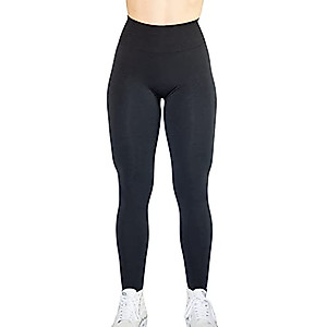 AUROLA Workout Leggings for Women Seamless Scrunch Tights Tummy Control Gym Fitness Girl Sport Active Yoga Pants (L, Black)