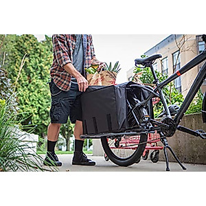 Mongoose Envoy Cargo Bike with 26-Inch Wheels in Grey, Small/Medium Frame, with 8-Speeds, Shimano Drivetrain, Aluminum Cargo Frame, Internal Cable Routing, Mechanical Disc Brakes, and Center Kickstand