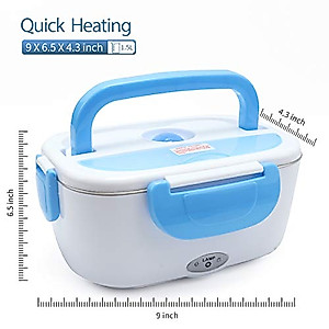 VECH Electric Lunch Box - 110V Heated Lunch Box for Adults - Food Heater Food Warmer Lunch Box - Fast Heating, Safe Food Grade Material,Home and Office Use (Blue)