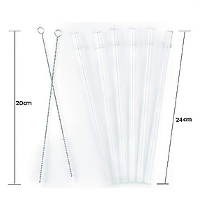 ZYTC Plastic Straws for YETI, Reusable Clear Transparent Straight Drinking Straws, Set of 6 with 2 Cleaning Brushes