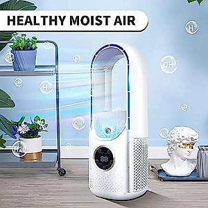 Portable Air Conditioner Leafless Fan - Air Cooler Fan, USB Personal Timing Powerful Electric Fan with 6-Speed,Humidification,Filtering,Cooling for Travel,Household,Office,Bedside,Desk (White)