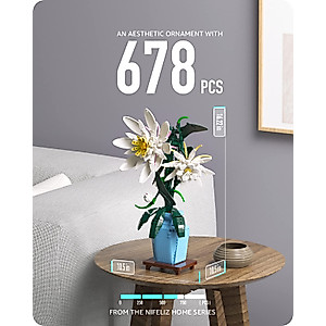 Nifeliz Epiphyllum Display Model, Flower Building Toy, Home Decor for Adult Plant Lovers and Gift Giver (678 Pieces)