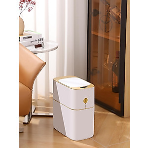JUDRDO Kitchen Trash Can with Lid Soft Close, 13Liter /3.5 Gallon Automatic Garbage Can, Small Trash Can for Bathroom Bedroom Office Home Warehouse Appartment
