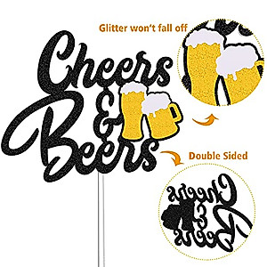Cheers and Beers Banner With Cheers Cake Topper and Circle Dots Garland 12” Latex Balloons Kits Happy Birthday Banner for Man Woman Adults Him Her Bday Wedding Bachelorette Baby Shower Housewarming Party Event Celebration Supplies