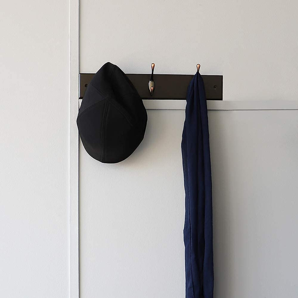 Home Basics Durable 3-Double-Hooks Wall Mounted Hanging Rack (Brown) | Place in Entry Way | Hanging in a Garage | Store Essentials Before You Leave The House