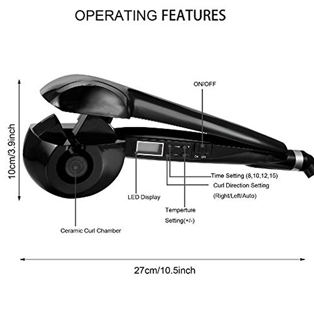 Hann® Hair Curler,LCD Pro Salon Automatic Hair Curling Curler Ceramic Roller Wave Machine Styler (LCD Automatic Curler, Black)