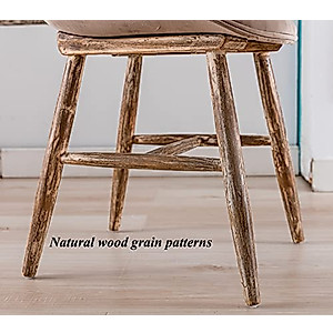 DUOMAY Velvet Dining Room Chair, Modern Farmhouse Side Chair Makeup Vanity Chair with Back for Kitchen Dining Room Living Room, Wood Base, Grey