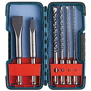 BOSCH 1-1/8-Inch SDS Rotary Hammer RH328VC with Vibration Control, Bosch BluewithBOSCH 6 Piece SDS-plus Masonry Trade Bit Set, Chisels and Carbide, HCST006