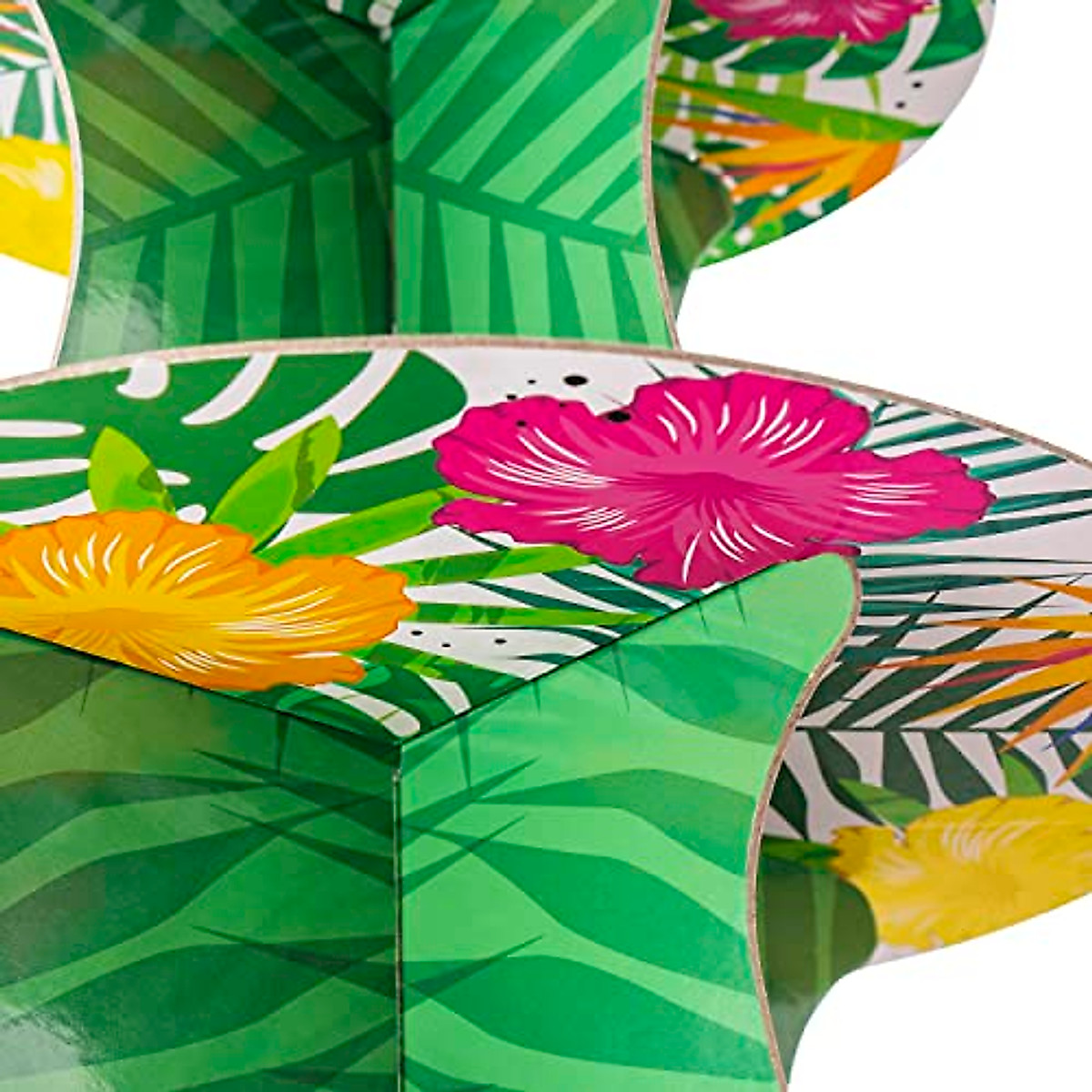 Royal Bluebonnet Tropical Cupcake Stand, 3 Tier Cupcake Stand, Hawaiian Cupcake Stand for Tropical Party Decorations, Cardboard Cupcake Stand for Birthday Party, Luau Cupcake Stand, Cup Cake Stand