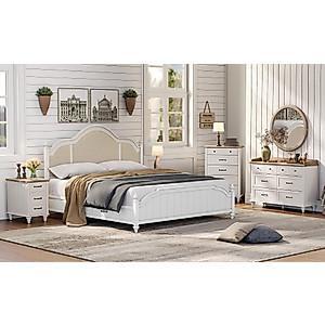 WAMPAT End Table with Charging Station, White Side Table with Storage Cabinet and Drawer, Wood Nightstand with Power Outlets & USB Ports for Bedroom, Living Room