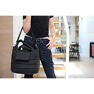 7AM Voyage Baby Diaper Bag – Waterproof Capri Diaper Bag with Crossbody Straps, Multifunctional Baby Travel Bag Tote with Changing Pad & Stroller Straps | (Black)