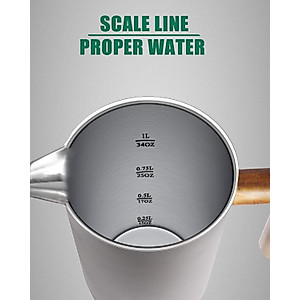 POLIVIAR French Press Coffee Maker, 34 Ounce Coffee Press with Real Wood Handle, Double Wall Insulation & Dual-Filter Screen, Food Grade Stainless Steel for Good Coffee and Tea (Cliff)