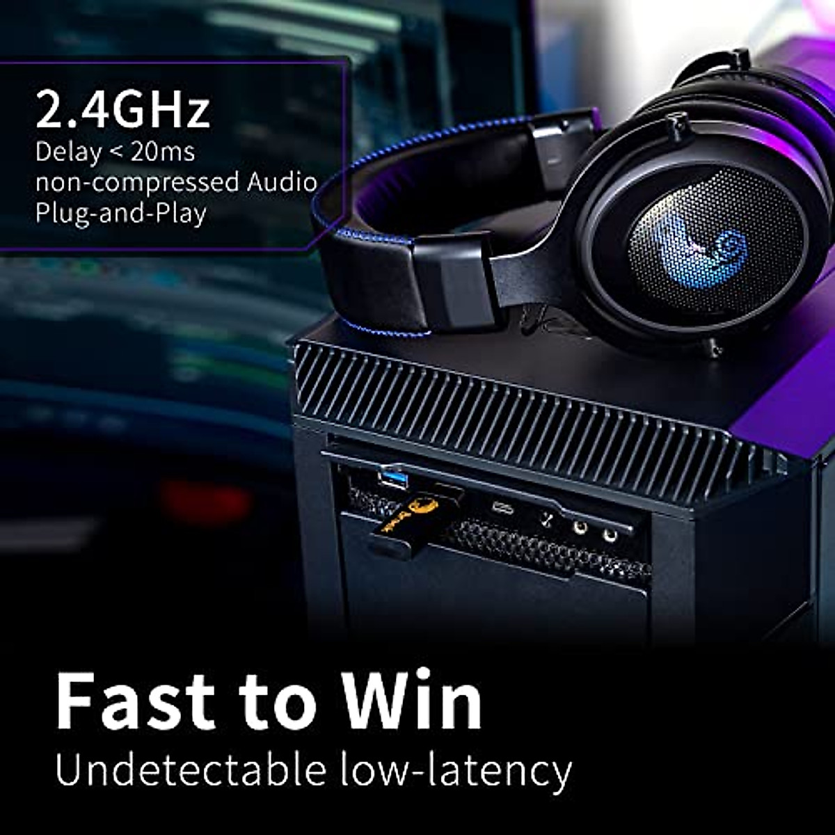 Brook 2.4GHz Wireless Headset - Cross-Platform Wireless Gaming Headset for PS5, PS4, PC, Mac, Android, and Switch, Low Latency (with Extra Earpads)