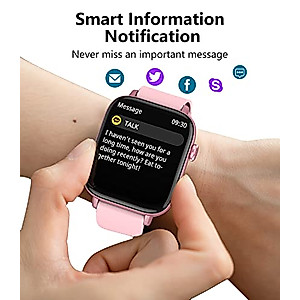 Smart Watch for Men Women, 1.9'' HD Touch Screen Fitness Tracker with Bluetooth Call Answer/Dail, IP67 Waterproof Smart Watch for Android iPhone with Heart Rate Blood Pressure Pink