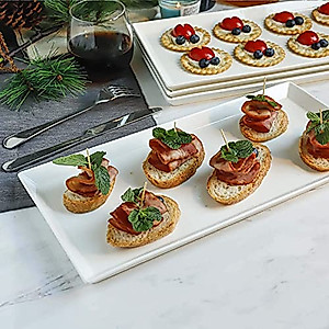 Sweese 702.101 Rectangular Porcelain Platters, Serving Trays for Parties - 13.8 Inch, Set of 4, White