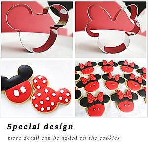 XUNMEINT Minnie mouse Cookie Cutter Set with Storage Box, Mickey, Minnie, Glove, Donald, Winnie the Pooh, Kitty Cat, Bow shapes Sandwich Cutters,8 Pcs Fondant Cutter for Kids
