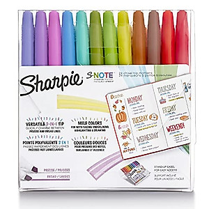 SHARPIE S-Note Creative Markers, Highlighters, Assorted Colors, Chisel Tip, 24 Count