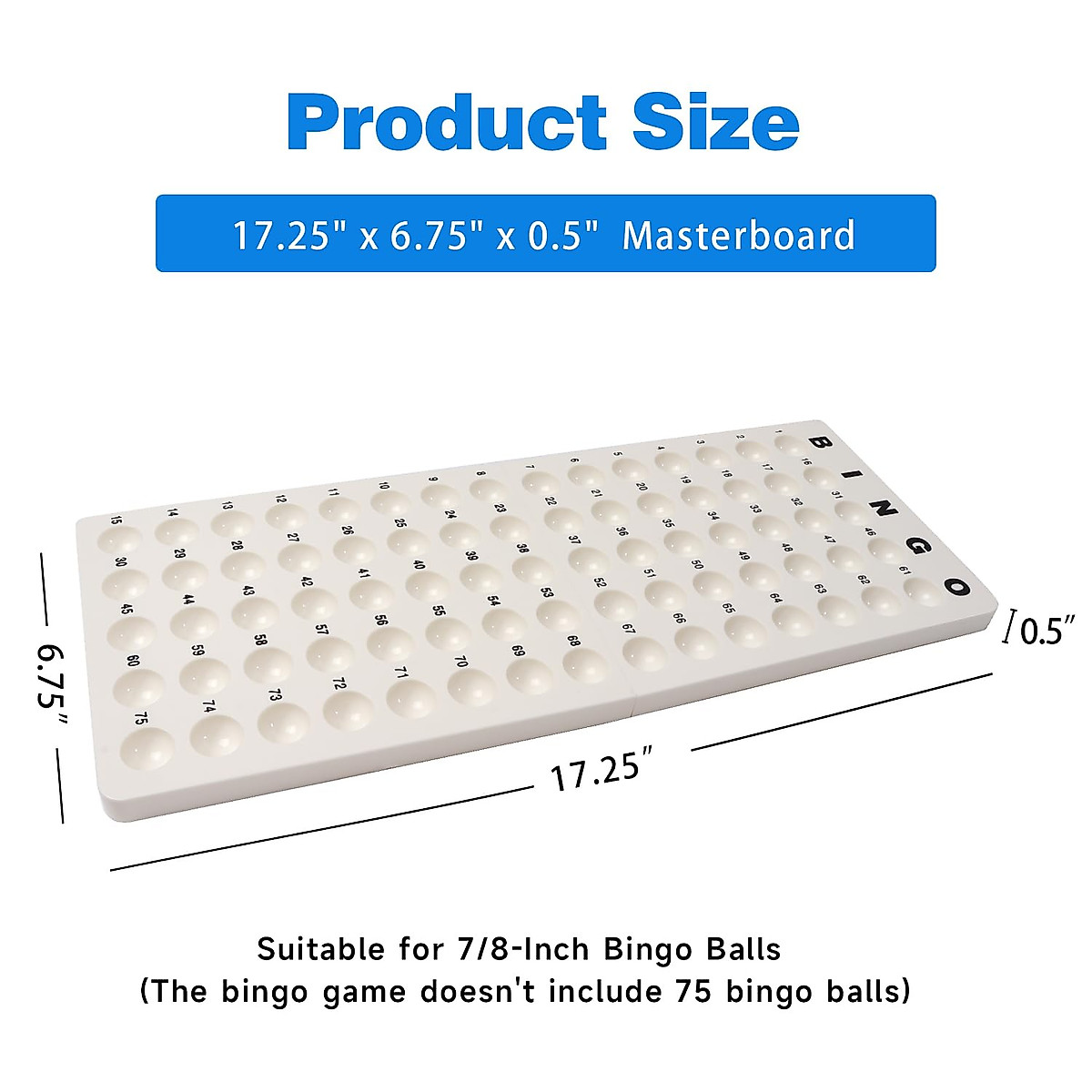 GSE Games & Sports Expert Bingo Master Board for 7/8" Bingo Balls, Bingo Calling Board for Bingo Game, Great for Parties, Large Groups, Family Game Nights (White)