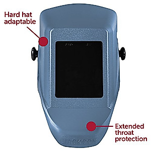 Jackson Safety Lightweight, ADF Adaptable, HSL-100 Passive Welding Helmet with Cover Plate, Shade 10 Polycarbonate Filter, 4.5" W x 5.25" H, Blue, Universal Size (Case of 4), 14976