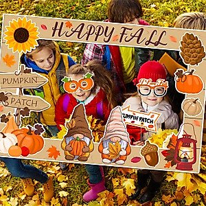 Fall Decor Happy Fall Gnomes Pumpkin Photo Booth Frame and Props for Autumn Themed Pumpkin Patch Thanksgiving Party Favors Decorations Supplies-11pieces