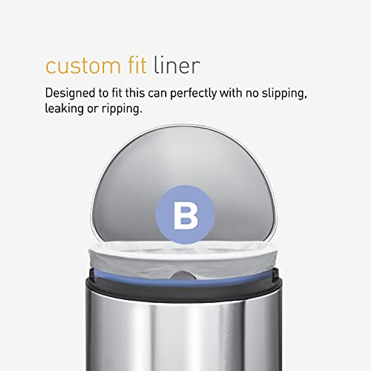 simplehuman Code B Custom Fit Drawstring Trash Bags in Dispenser Packs, 90 Count, 6 Liter / 1.6 Gallon, White