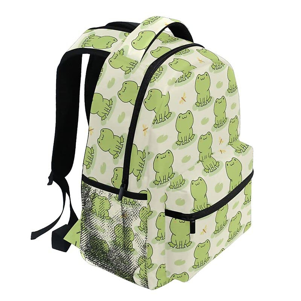 MNSRUU Student School Backpack Cute Frog and Dragonfly College Laptop Backpack Business Travel Carry On Backpack Bookbags for Adult Teen, M