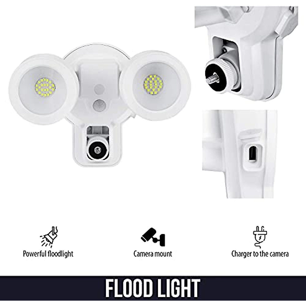 Wasserstein 3-in-1 Plugged-in Arlo Floodlight, Charger, and Arlo Camera Mount with 24.6 ft External Adaptor Compatible with Arlo Pro 3/Pro 4 & Arlo Ultra/Ultra 2-2000 Lumens, AC 110-220V