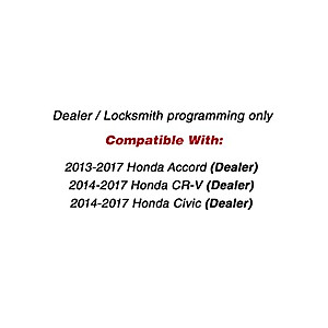 KeylessOption Keyless Entry Remote Fob Uncut Ignition Car Key for 2014-2015 Honda Civic, CR-V 2013-2016 Honda Accord MLBHLIK6-1T