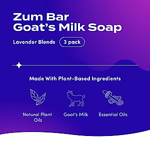 Zum Bar Goat's Milk Soap - Lavender Blends - Frankincense-Lavender, Lavender-Rosemary, Lavender-Mint - 3 oz (3 Pack)