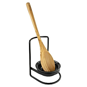 Spectrum Diversified Spoon Rest Finley White Ceramic Dish, Matte Black