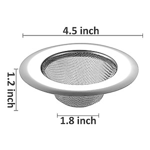 10 Pcs Kitchen Sink Strainer Stainless Steel Mesh and Punching | Kitchen Sink Drain Strainer with Large Wide Rim 4.5" for The Sink in Kitchen/Bathroom/Bathtubs | Rust-Free, Sturdy and Durable