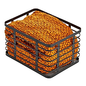 mDesign Metal Steel Wire Storage Basket Bin w/Built-in Handle, Open Top Industrial Design for Closet, Shelf Organization; Organize Clothes, Accessories, Carson Collection - 6 Pack - Matte Black