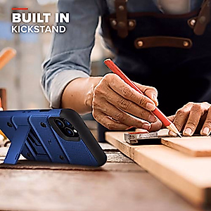 ZIZO Bolt Series iPhone 11 Pro Case - Heavy-Duty Military-Grade Drop Protection w/Kickstand Included Belt Clip Holster Tempered Glass Lanyard - Blue