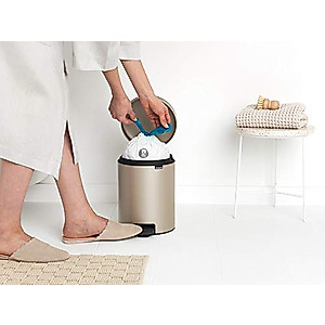 Brabantia NewIcon Pedal Bin 5L (Champagne) Soft-Closure Bathroom Rubbish Bin, Removable Inner Bucket + Bin Bags