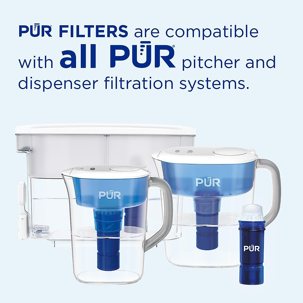 PUR PLUS Lead Reducing Water Pitcher and Dispenser Replacement Filter 1-Pack, NSF and WQA Certified – Compatible with all PUR and Beautiful by PUR Pitchers and Dispensers, Blue, PPF951K1