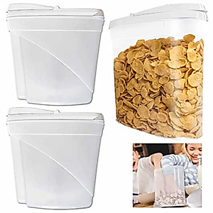 2 Pc Dry Food Storage Cereal Dispenser Pasta Rice Container BPA Free 4.8 Liters, White