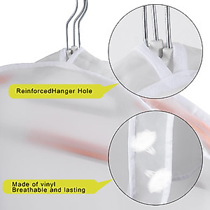 24PCS Garment Covers For Hanging Clothes, Shoulder Covers For Hanging Clothes, Dust Covers For Hanging Clothes, Suit Covers For Closet, Plastic Covers For Clothes, With 2" Gusset, 24''W X 12"H X 2''D