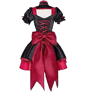 Poetic Walk Anime Womens Dress Kanochi Nite Kaku Rory Mercury Cosplay Costume (X-Large, Black&Red)