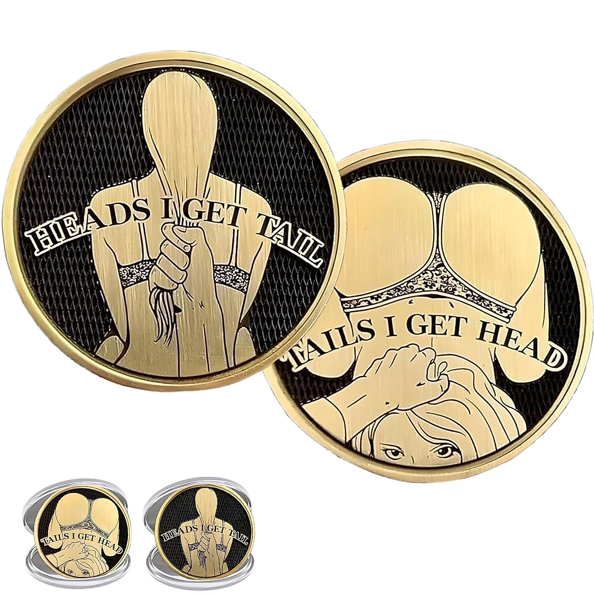 SJWOW 2PCS Heads and Tails Coin Sexy Woman Coin Challaenge Coin Lucky Coin Token Funny Prank Gifts for Coin Collectors