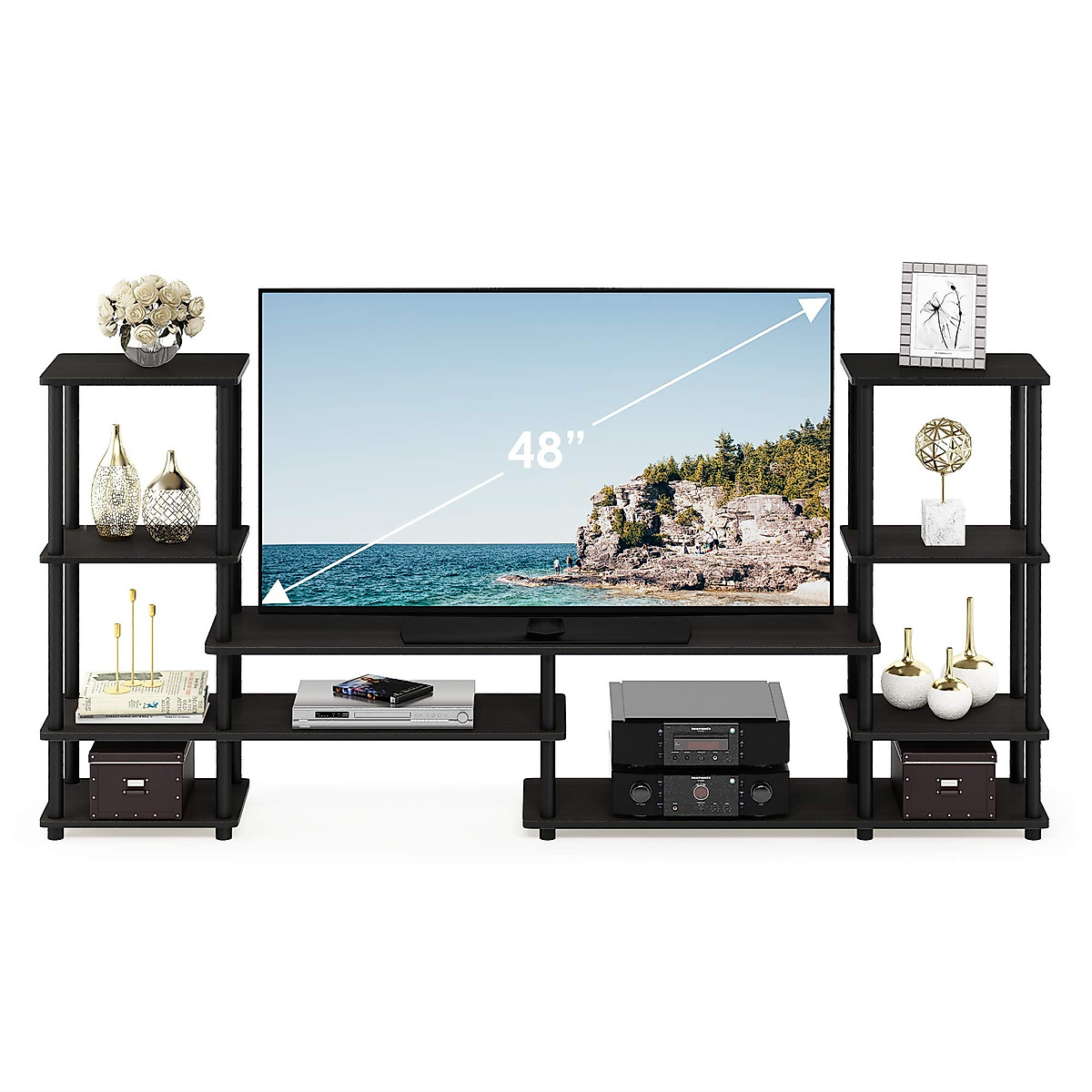FURINNO Turn-N-Tube Grand Entertainment Center, Espresso/Black
