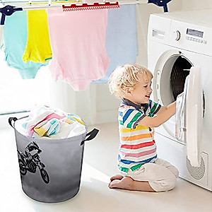 Motocross Motorcycle Laundry Basket Extreme Sports Outdoor Laundry Basket with Handle Waterproof Laundry Hampers Foldable Laundry Bags Dirty Clothes Toys Storage Bag One Size