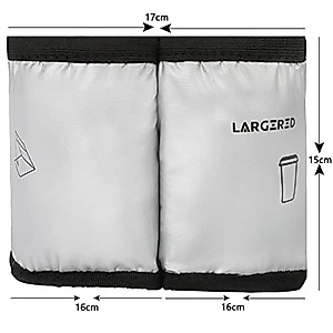 LARGERED Luggage Cup Holder for Suitcases, Travel Must Haves Travel Cup Holders Free Hand Drink Caddy, Travel Accessories Gifts for Flight Attendants, Fits Roll on Suitcase Handles 2 Packs (Silver)
