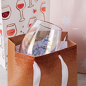 Pavilion - 18 oz Iridescent Stemless Wine Glass - Love You Sister