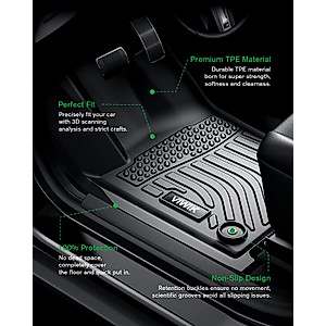 VIWIK Floor Mats for Toyota Tacoma 2018-2023 Double Cab Only Auto, TPE Rubber Car Mats All Weather Protection Custom Floor Liners for Toyota Tacoma Double Cab 1st and 2nd Row Non-Slip Odorless