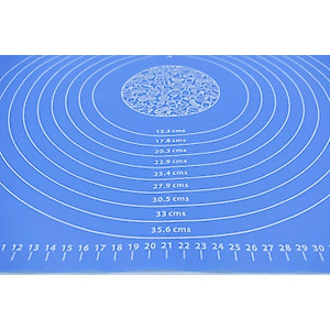 Silicone Baking Mat for Pastry Rolling Dough Non stick Non Slip Blue Table Sheet Baking Supplies for Bake Pizza Cake (19.5" X 15.5")