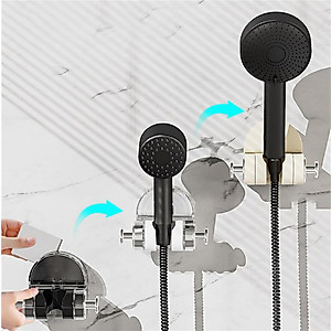 Mikylay Integrated Suction Cup Shower Rack - Adjustable Wall Mounting Shower Holder - Removable Suction Cup Shower Rack No Punching (Silver)